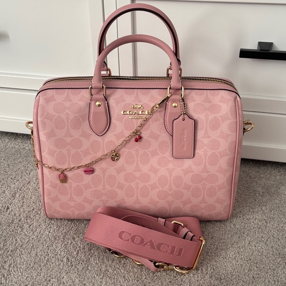 Coach | Bags | Coach Pink Satchel With Gold Accents | Poshmark